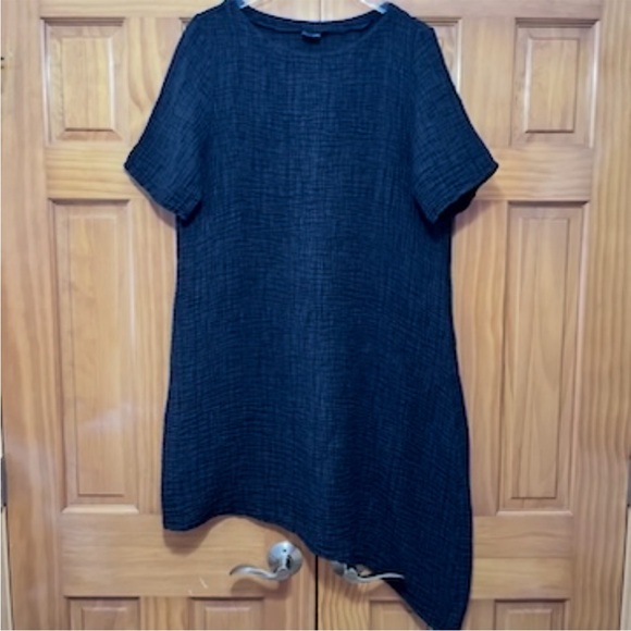 Lisa Bayne | Dresses | Lisa Bayne Black Gauze Linen Blend Crinkle ...